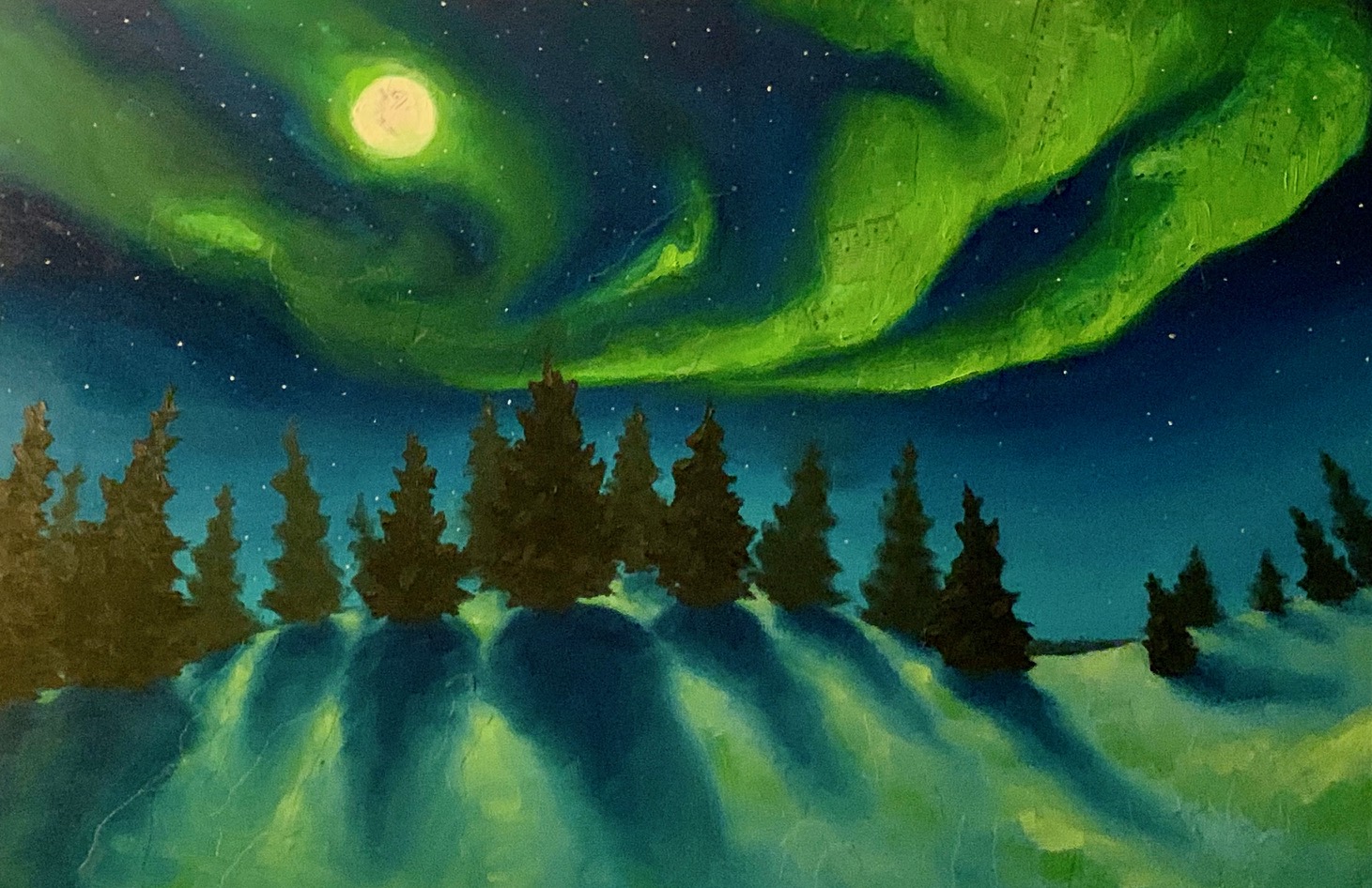Northern Lights Landscape Painting | Rhianna Rose Hixon